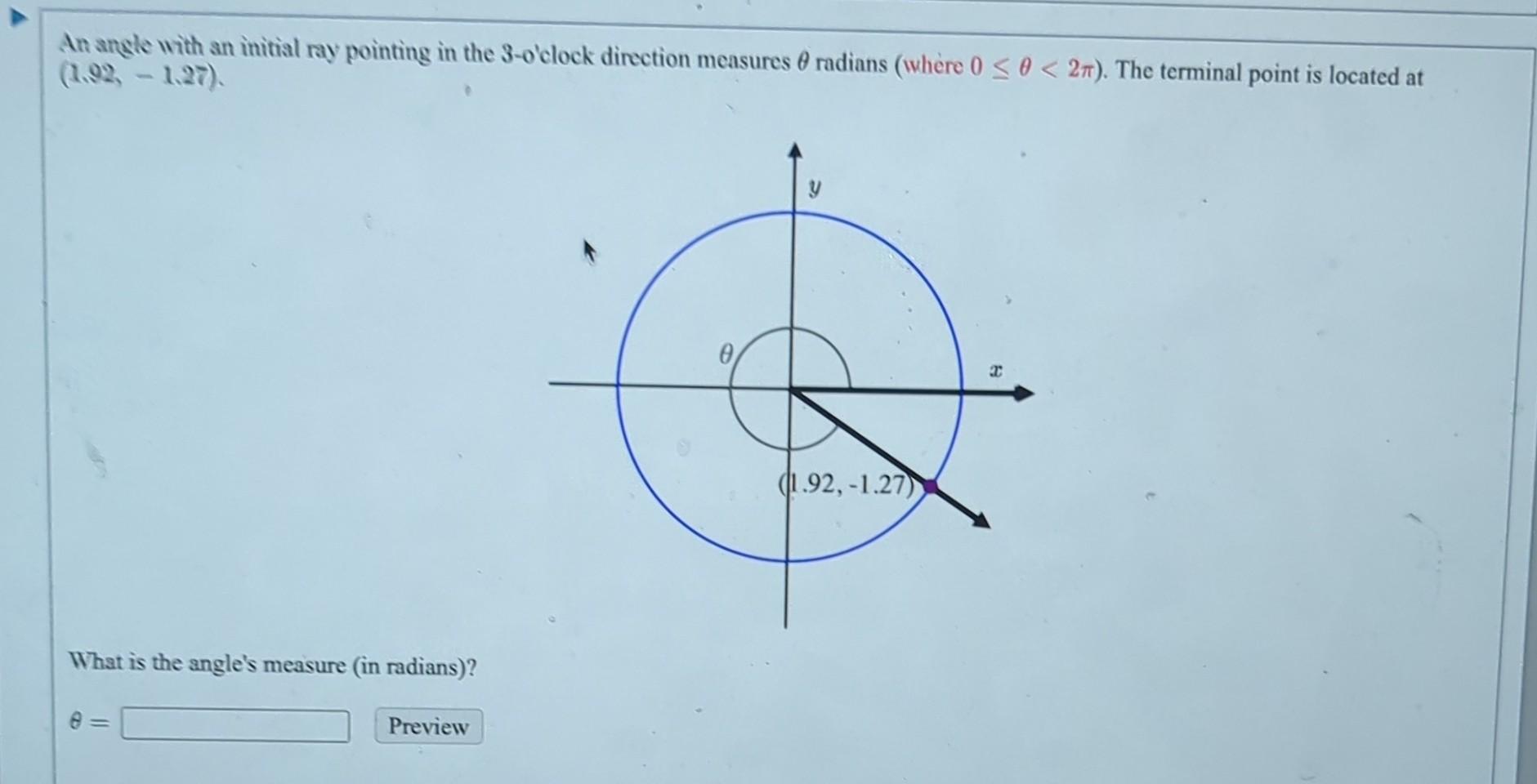 Solved An angle with an initial ray pointing in the | Chegg.com