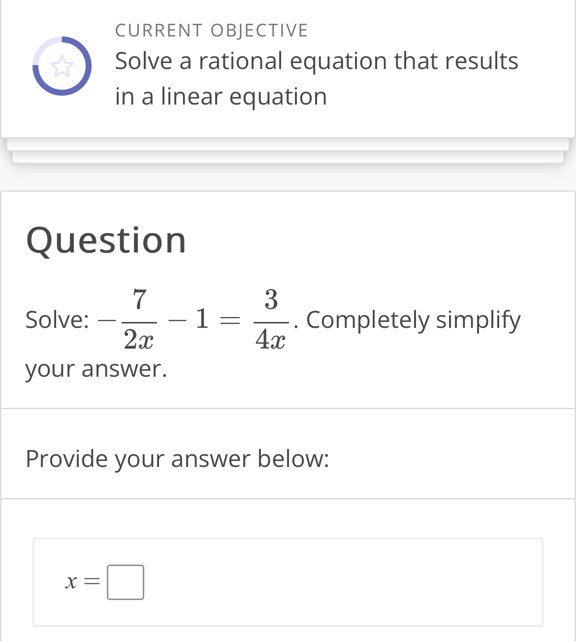 Solved CURRENT OBJECTIVESolve a rational equation that | Chegg.com