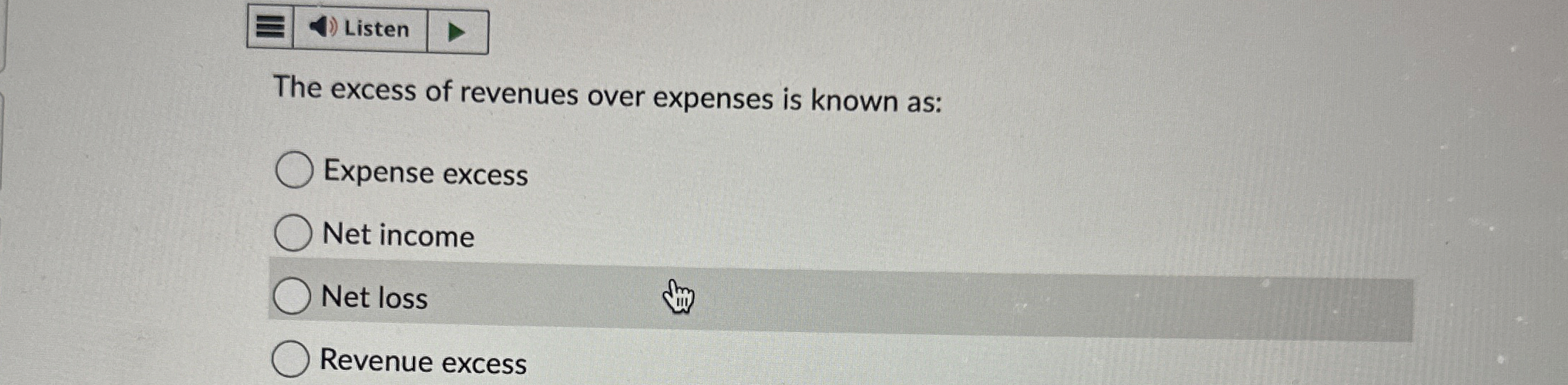 Solved The excess of revenues over expenses is known | Chegg.com