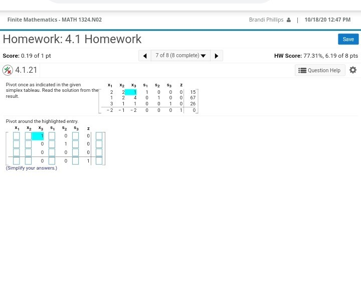 Solved Finite Mathematics - MATH 1324.NO2 Brandi Phillips & | Chegg.com