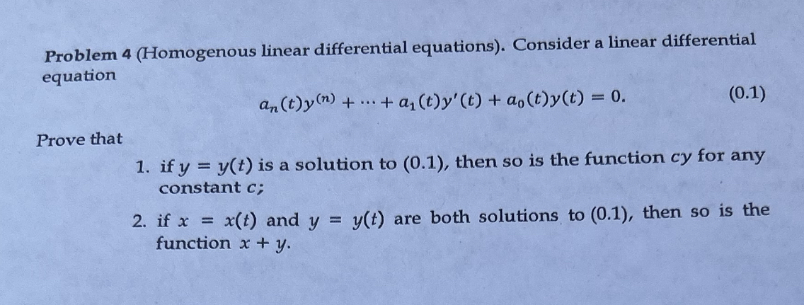 Solved Problem 4 (Homogenous linear differential equations). | Chegg.com