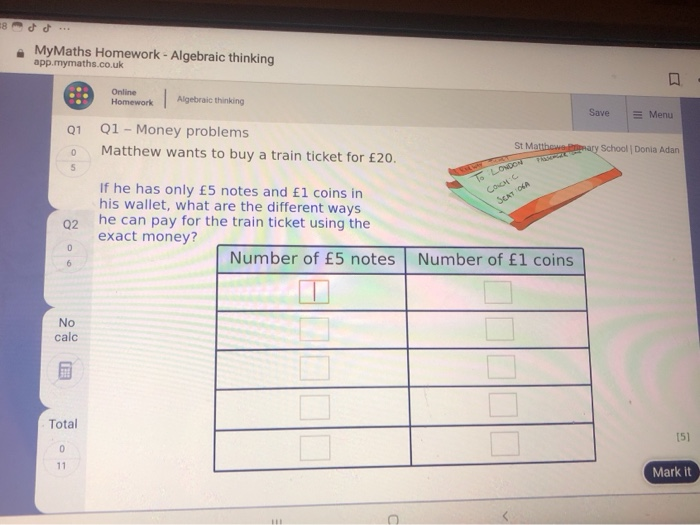 Solved & f... MyMaths Homework - Algebraic thinking | Chegg.com