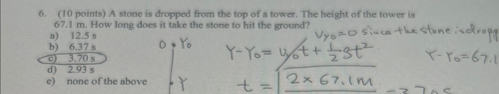 Solved A stone is dropped from the top of a tower. The | Chegg.com