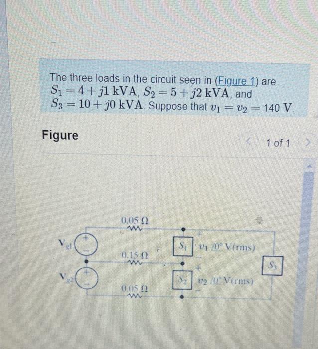 Solved The three loads in the circuit seen in (Figure 1) are | Chegg.com