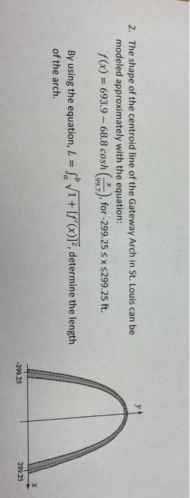 Solved 2. The shape of the centroid line of the Gateway Arch | Chegg.com
