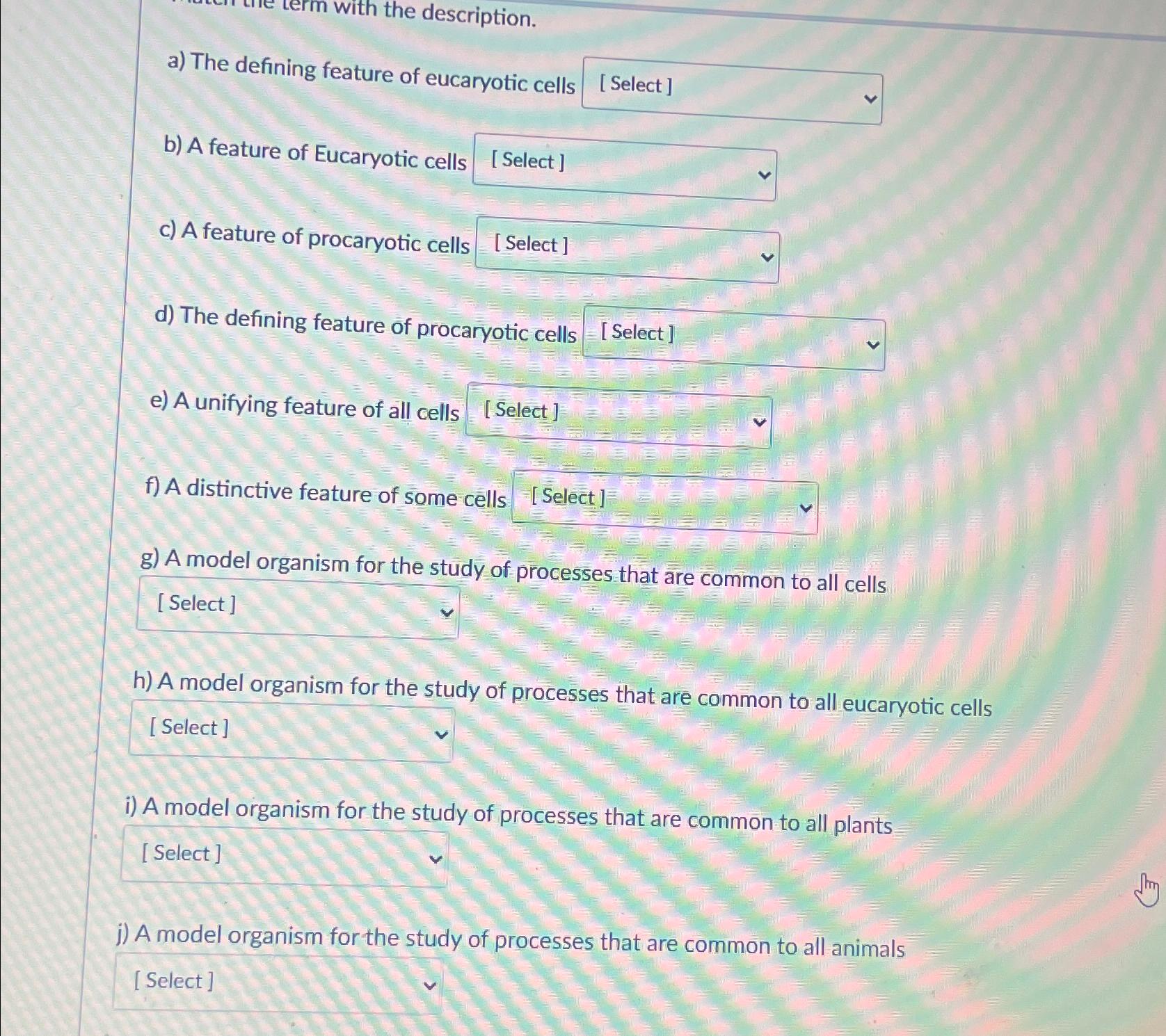 Solved lerm with the description.a) ﻿The defining feature of | Chegg.com