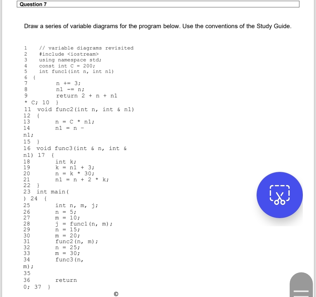 Question 7Draw a series of variable diagrams for the | Chegg.com