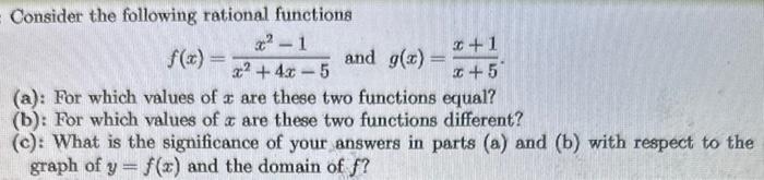 Solved Consider the following rational functions | Chegg.com
