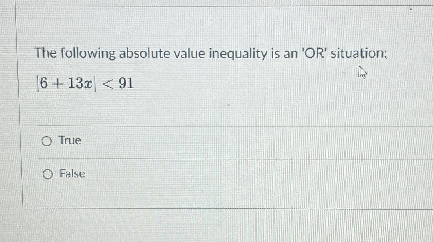 The following absolute value inequality is an 'OR' | Chegg.com | Chegg.com