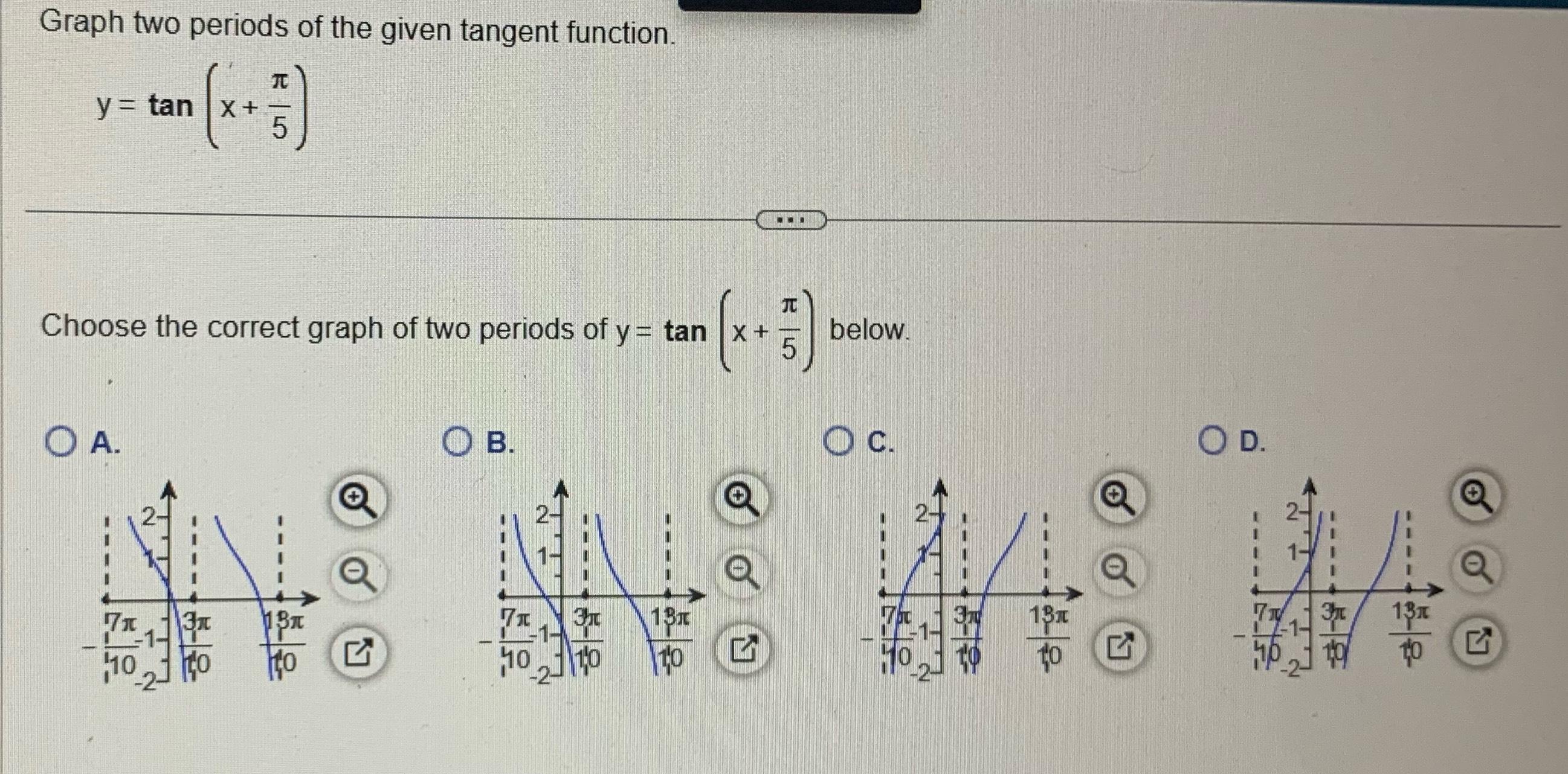 Solved Graph two periods of the given tangent | Chegg.com