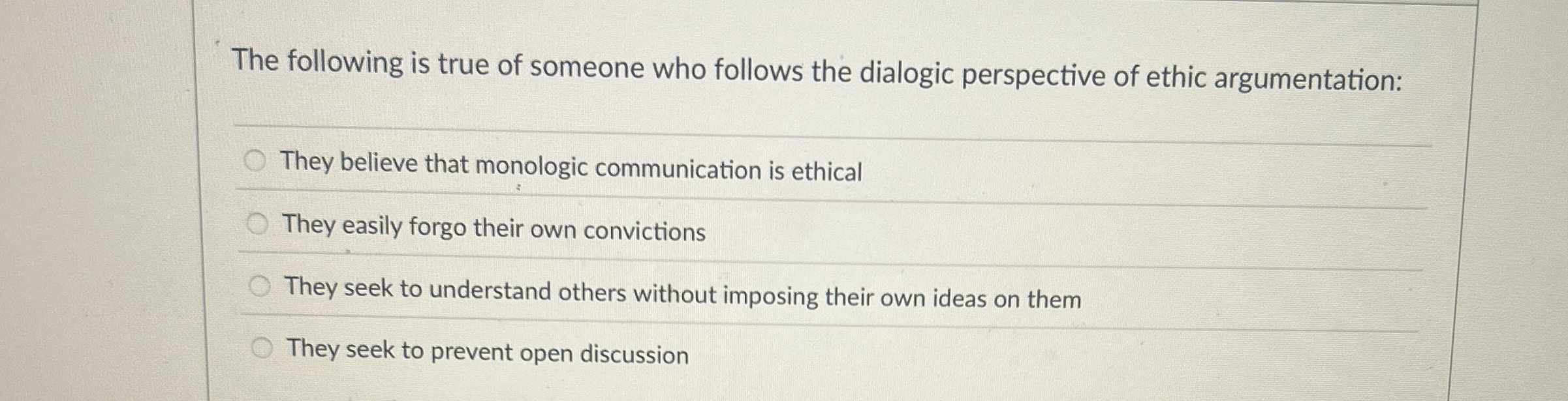 Solved The following is true of someone who follows the | Chegg.com