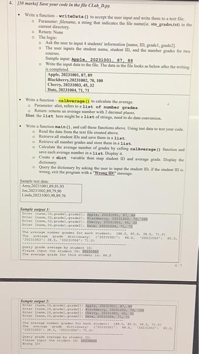 Solved 4. 750 marks/Save jour code in the file CLab_D.py. - | Chegg.com