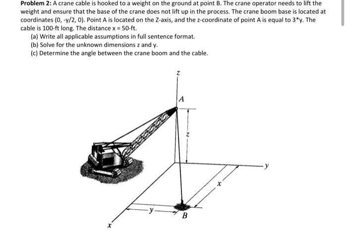 Solved Problem 2: A crane cable is hooked to a weight on the | Chegg.com