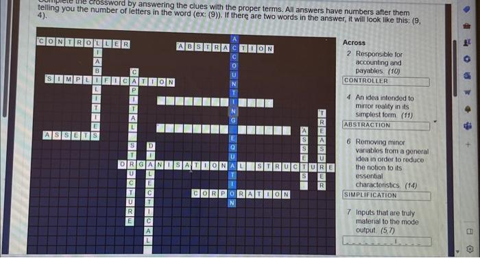 Solved telling you the numberd by answering the clues with | Chegg.com