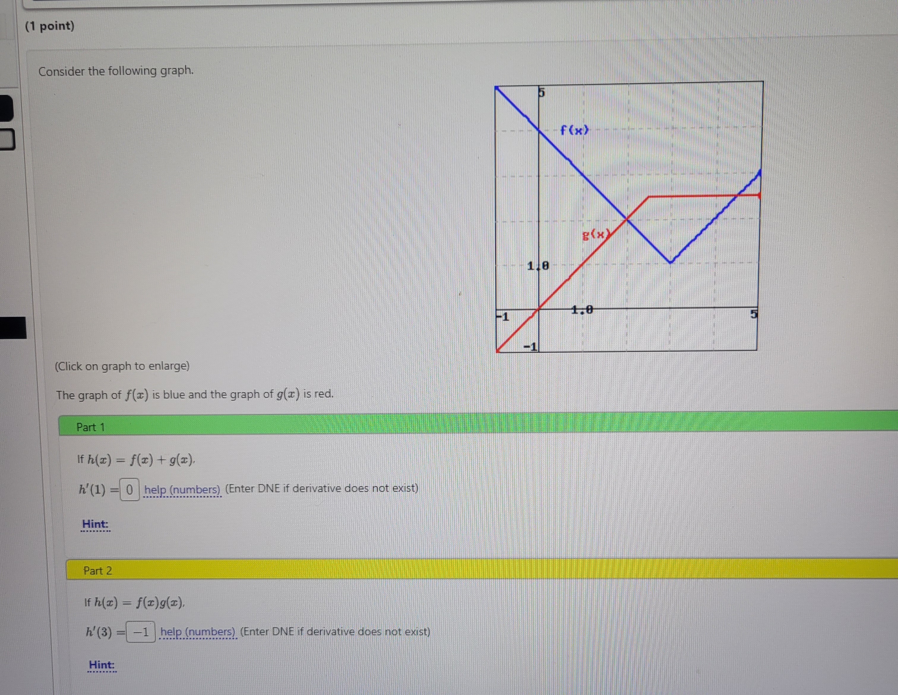 Solved (1 ﻿point)Consider the following graph.(Click on | Chegg.com