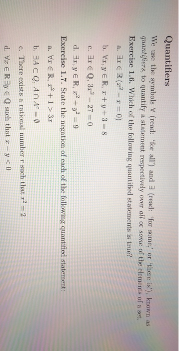 Solved Quantifiers We use the symbols V (read: 'for all') | Chegg.com