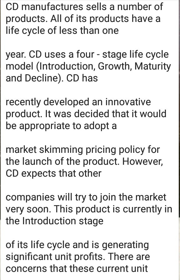 Solved CD manufactures sells a number of products. All of | Chegg.com