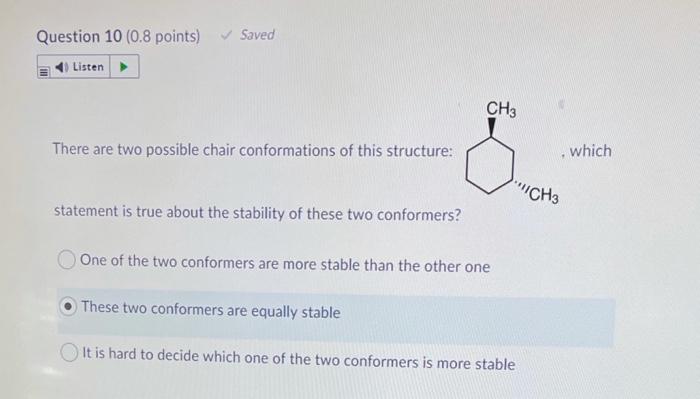 Solved There are two possible chair conformations of this | Chegg.com