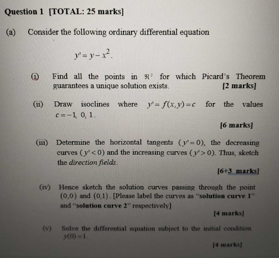 Solved Question 1 [TOTAL: 25 ﻿marks](a) ﻿Consider the | Chegg.com