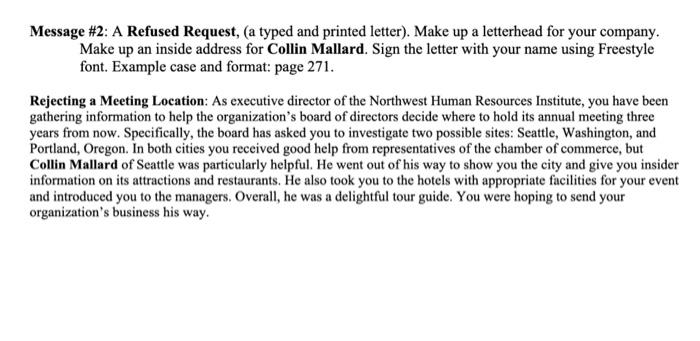 Message \#2: A Refused Request, (a typed and printed | Chegg.com