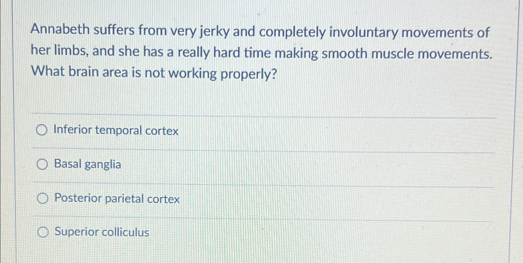 Solved Annabeth suffers from very jerky and completely | Chegg.com