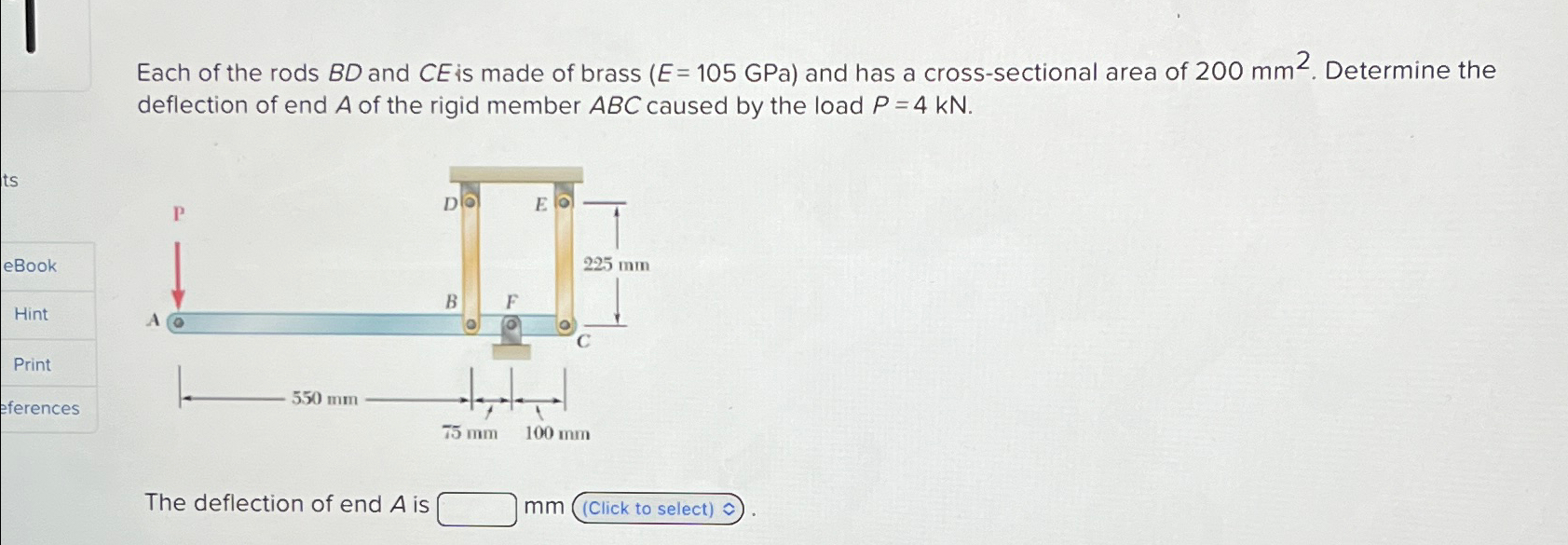 Solved Each of the rods BD and CE is made of brass ( | Chegg.com