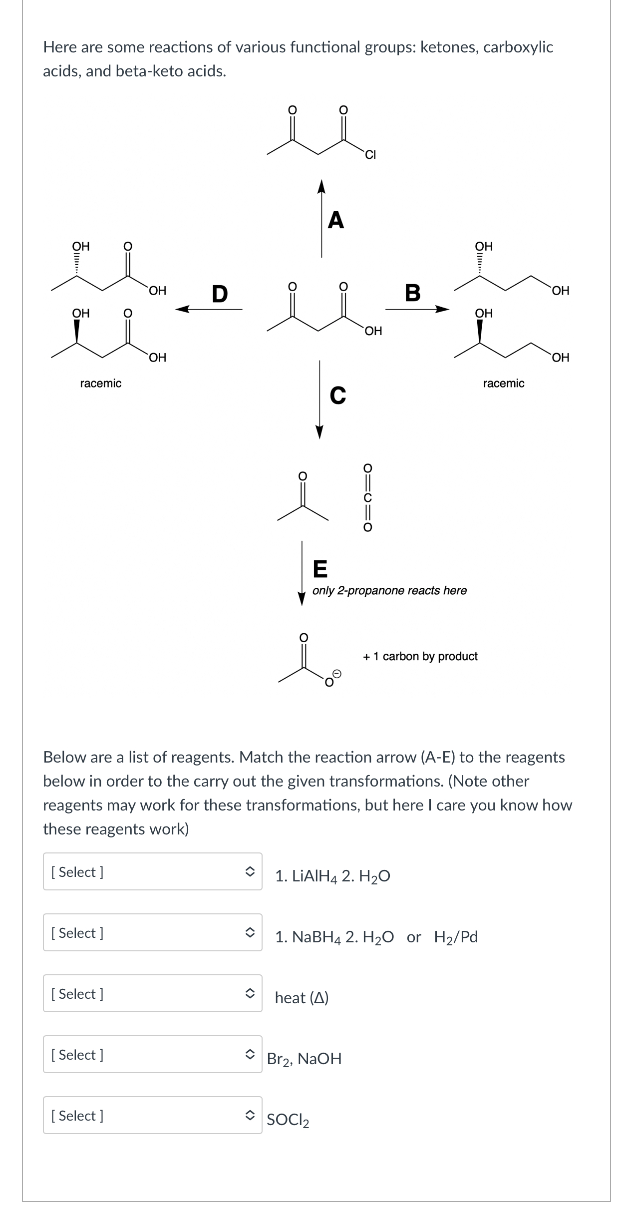 Solved Here are some reactions of various functional groups: | Chegg.com