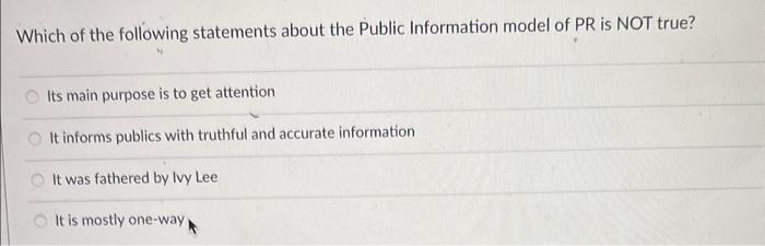 Which of the following statements about the Public | Chegg.com