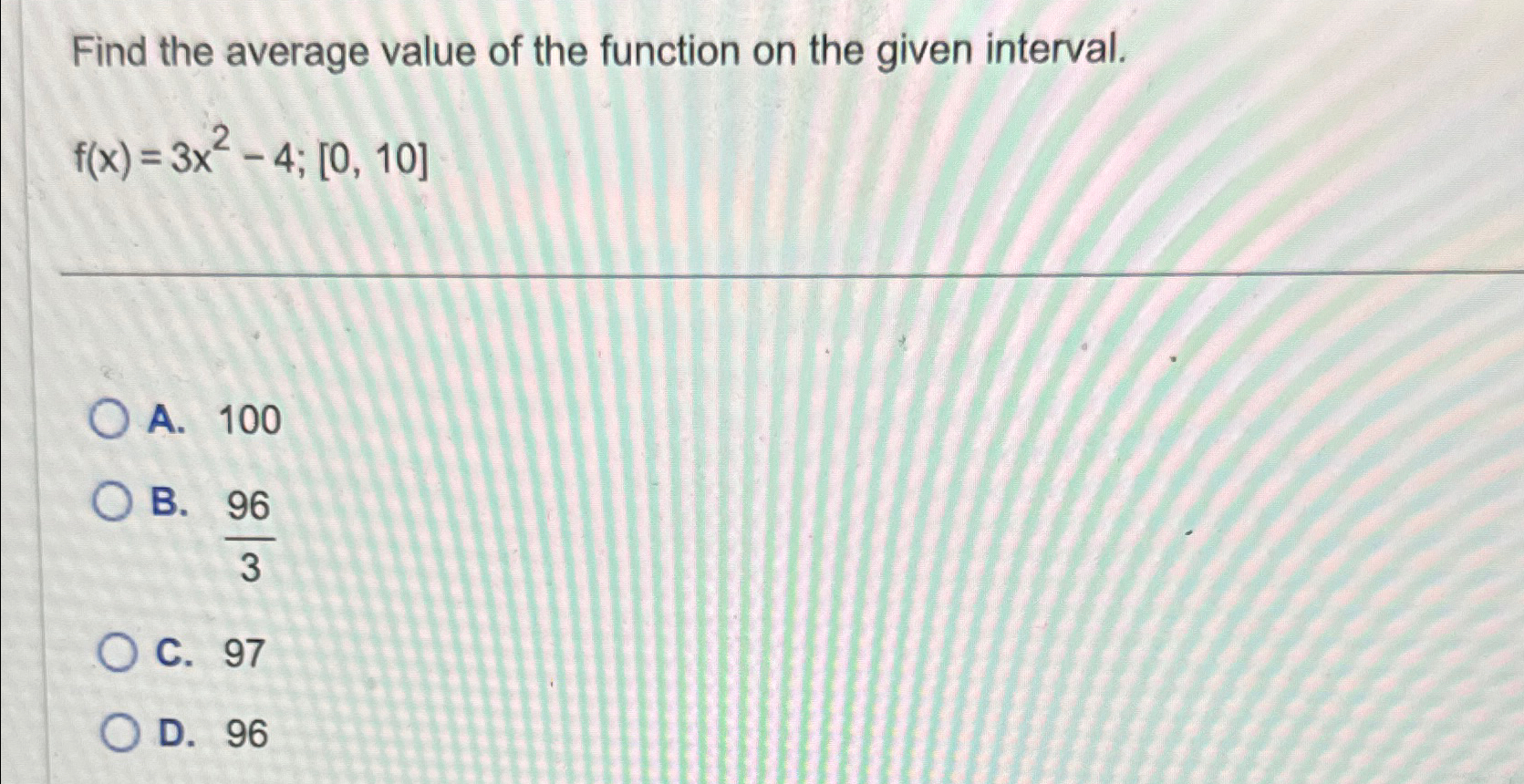 Solved Find the average value of the function on the given | Chegg.com