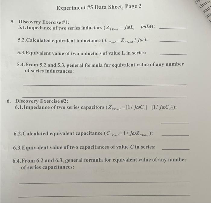 Experiment \#5 Data Sheet Measured value of 16Ω | Chegg.com