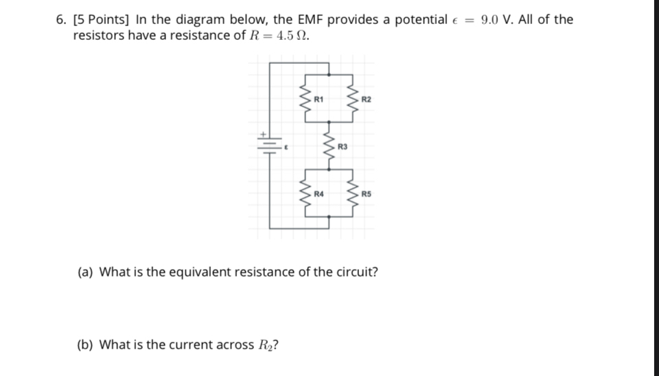 Solved [5 ﻿Points] ﻿In the diagram below, the EMF provides a | Chegg.com