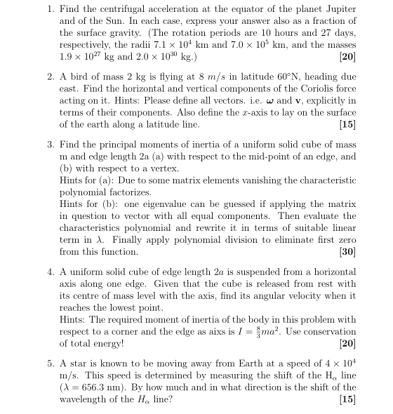 Solved Find the centrifugal acceleration at the equator of | Chegg.com