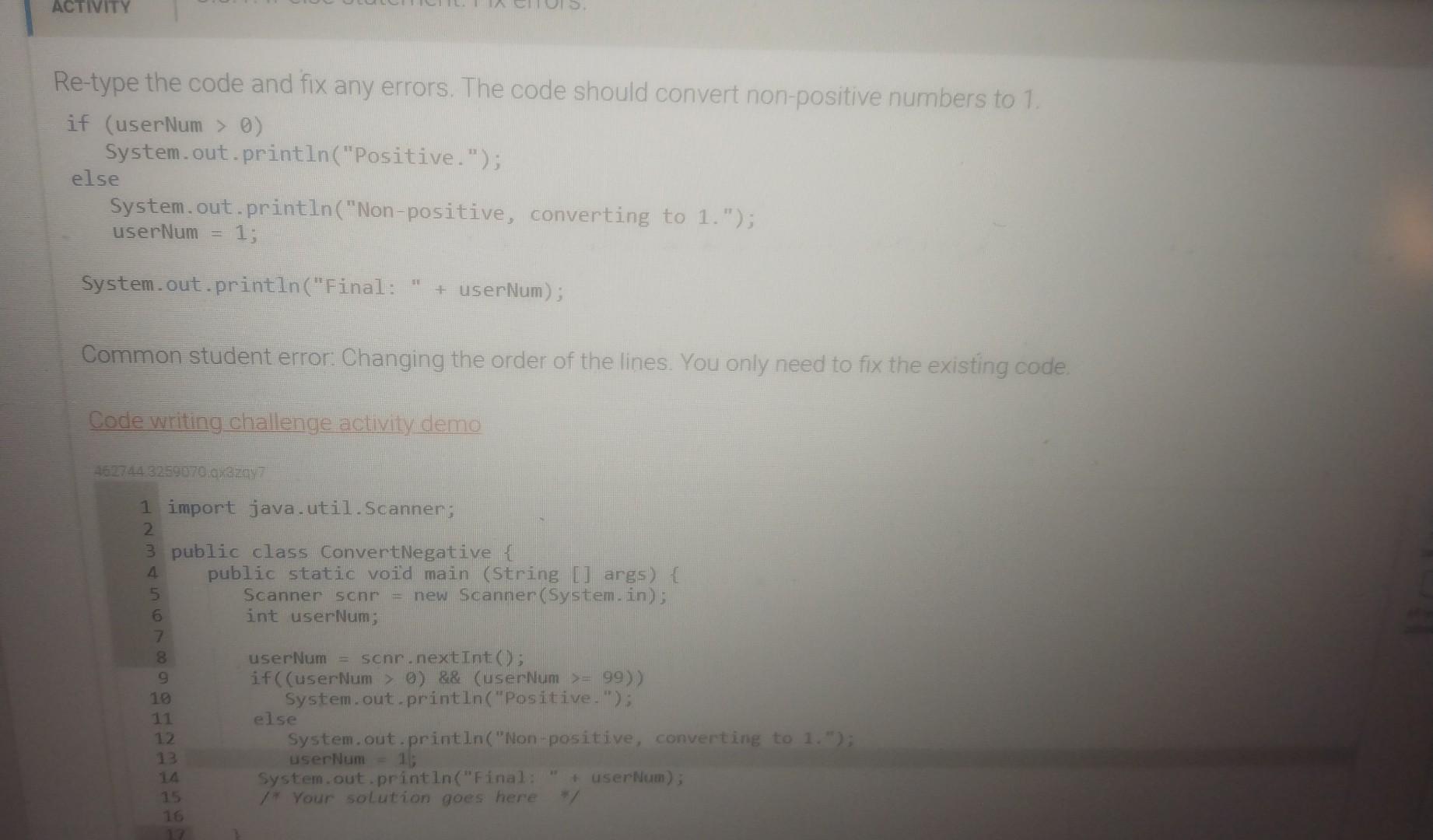 Solved Re-type the code and fix any errors. The code should | Chegg.com