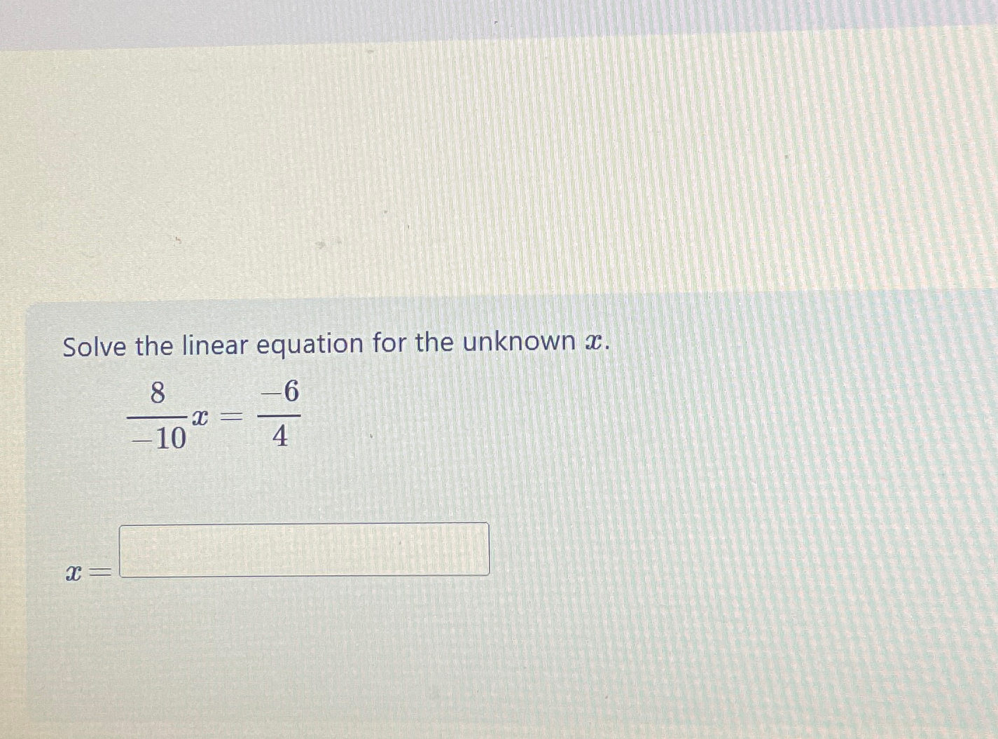 Solved Solve the linear equation for the unknown | Chegg.com