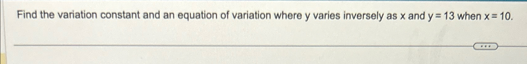 Solved Find the variation constant and an equation of | Chegg.com