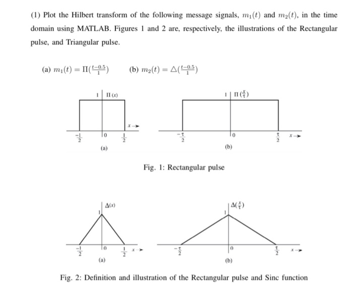 Solved (1) Plot the Hilbert transform of the following | Chegg.com