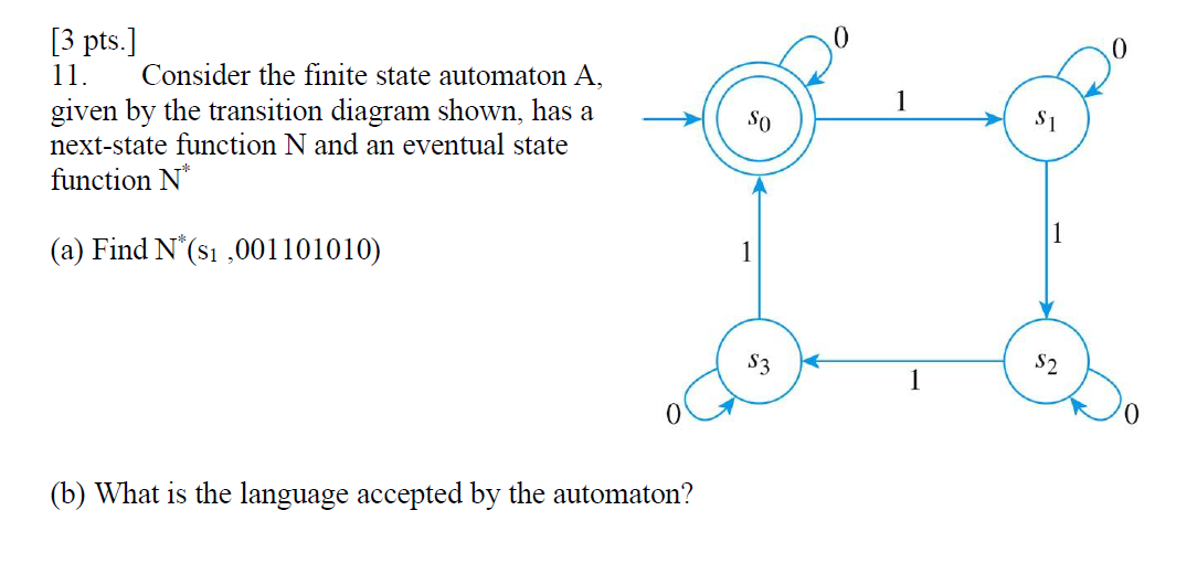 Solved [3 ﻿pts.]Consider the finite state automaton A,given | Chegg.com