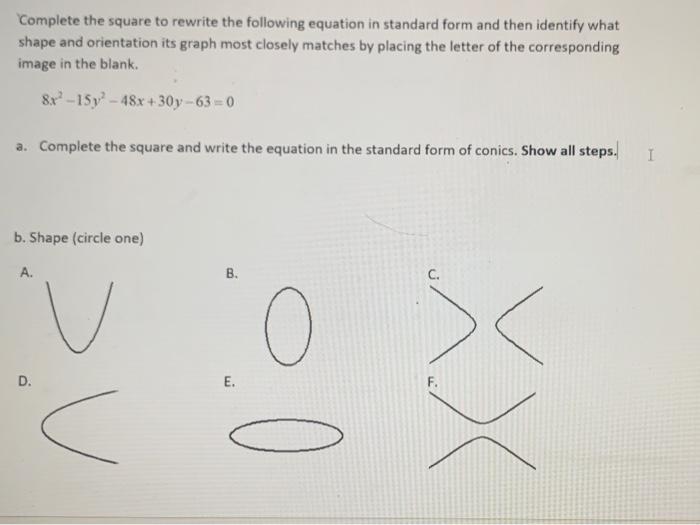 Solved Complete the square to rewrite the following equation | Chegg.com