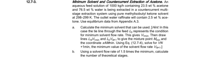 Solved 12.5-4. Extraction of Acetone in a Single Stage. A | Chegg.com