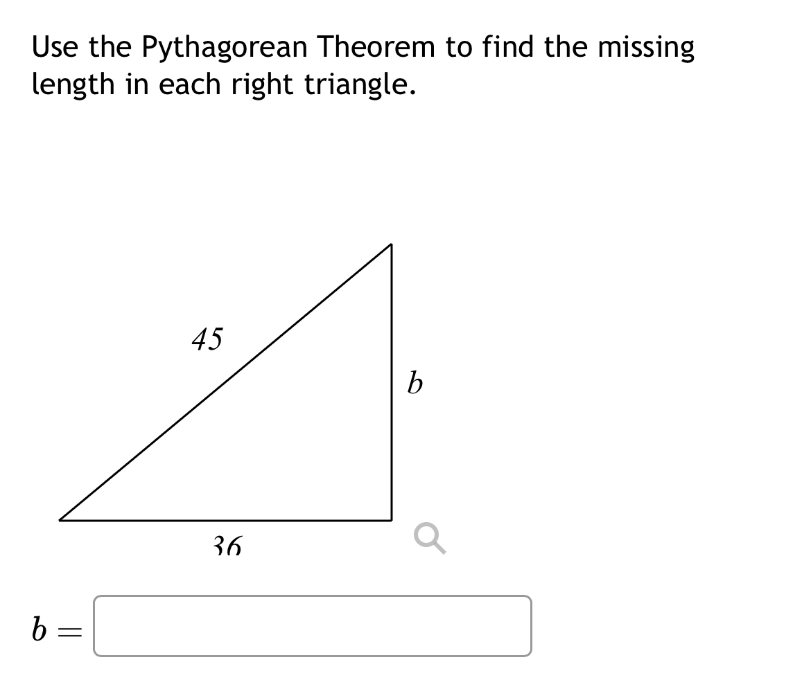 Solved Use the Pythagorean Theorem to find the missing | Chegg.com