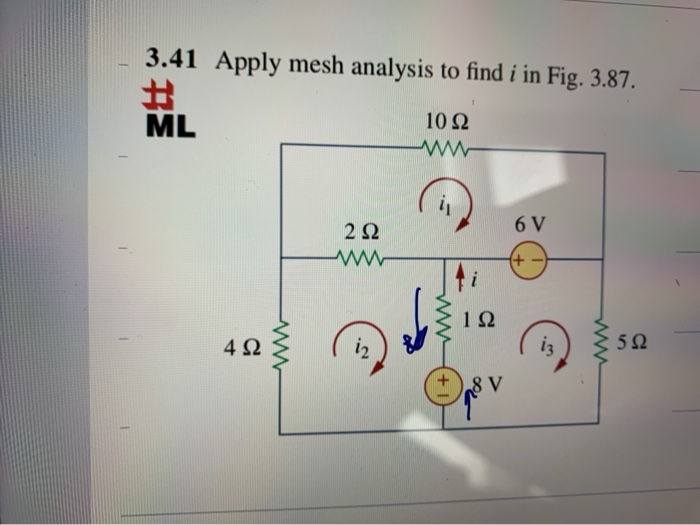 Solved 3.41 Apply mesh analysis to find i in Fig. 3.87. ML | Chegg.com