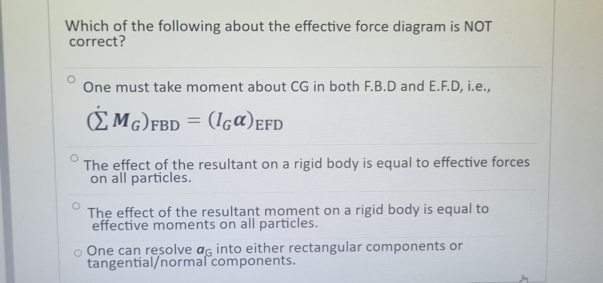 Solved Which of the following about the effective force | Chegg.com