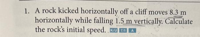 Solved A rock kicked horizontally off a cliff moves 8.3 m | Chegg.com