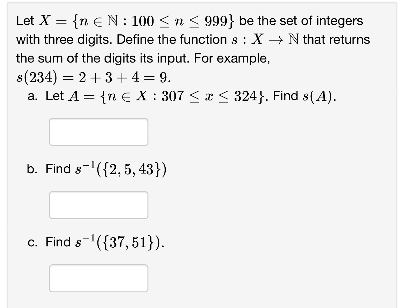 Solved Let x={ninN:100≤n≤999} ﻿be the set of integers with | Chegg.com