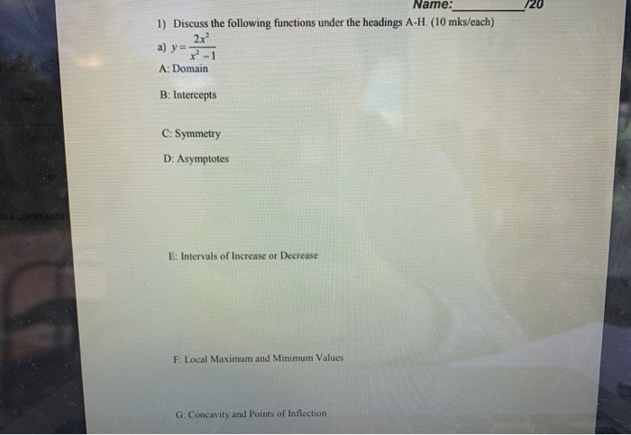 Solved Name: 1) Discuss the following functions under the | Chegg.com Solved Name: 1) Discuss the following functions under the | Chegg.com