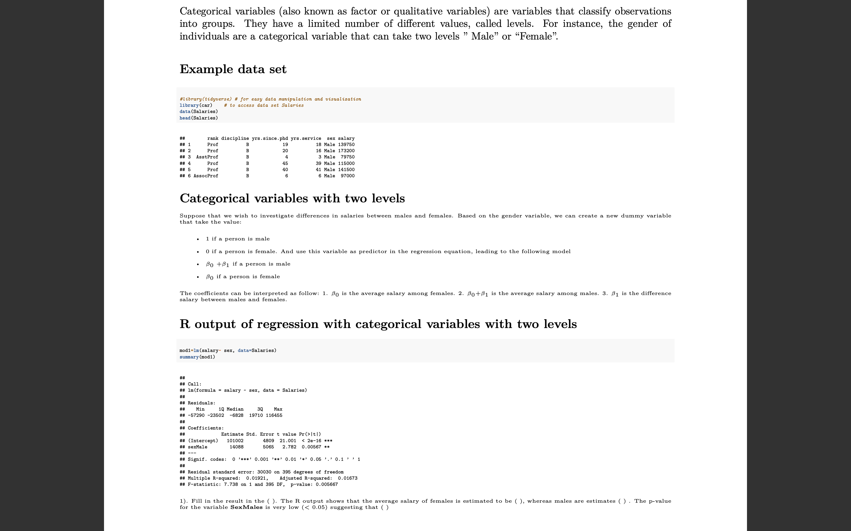 Solved Categorical variables (also known as factor or | Chegg.com