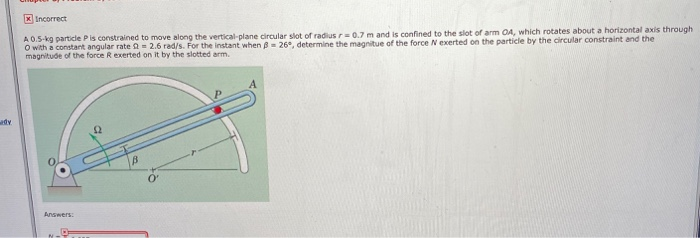 Solved x Incorrect A 0.5-kg particle P is constrained to | Chegg.com