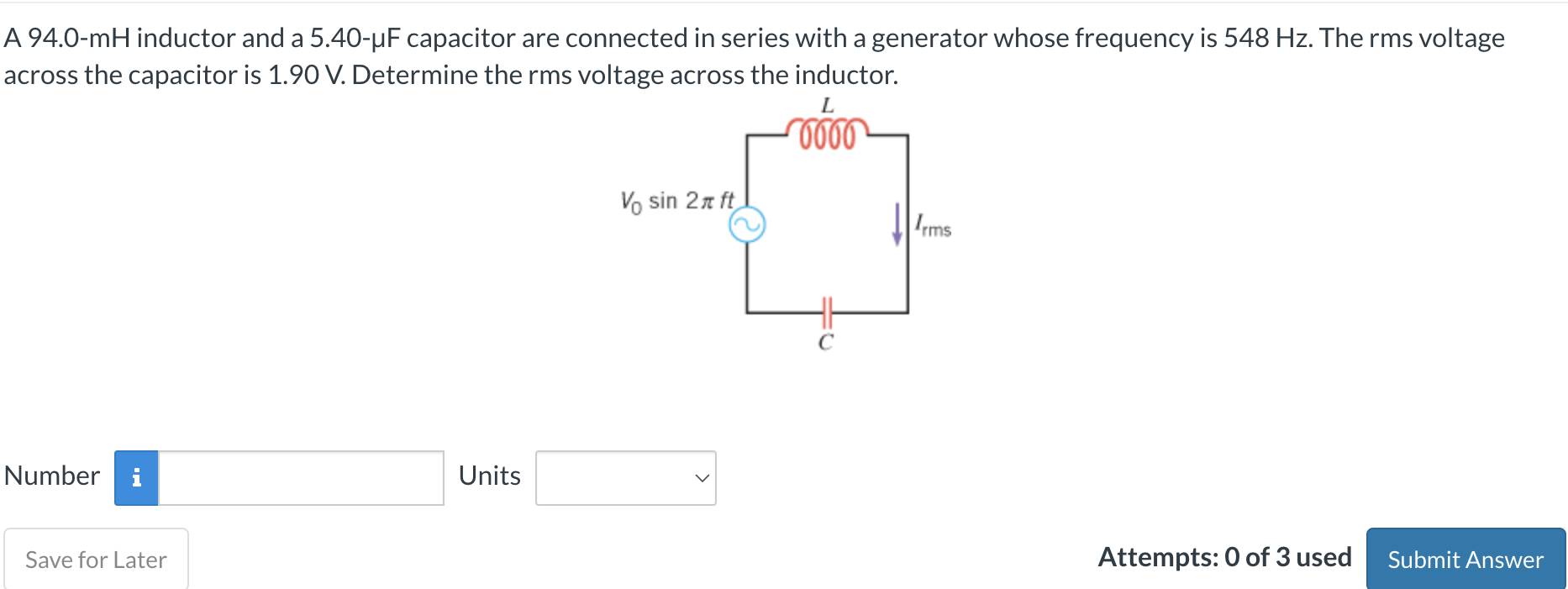 Solved A 94.0- mH ﻿inductor and a 5.40-μF ﻿capacitor are | Chegg.com