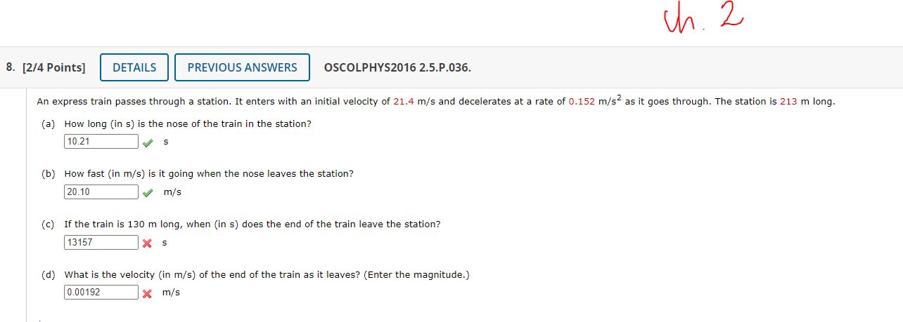 Solved (a) ﻿How long (in s) ﻿is the nose of the train in the | Chegg.com