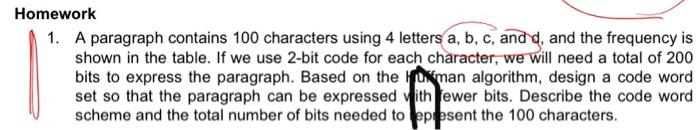 Homework 1. A paragraph contains 100 characters using | Chegg.com